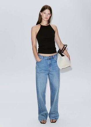 Mango Top coton halter noir - Femme - XXS - MANGO
