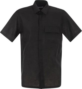 Pantaloni Torino Chemise Manches Courtes en Lin - Homme - Chemises - Noir - Taille: 2XL