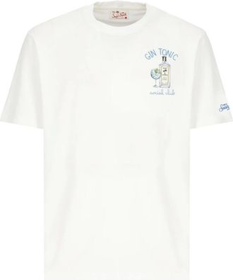 Saint Barth Homme, Tops, Blanc, Taille: 2XL T-shirt en Coton Blanc &agrave; Col Rond
