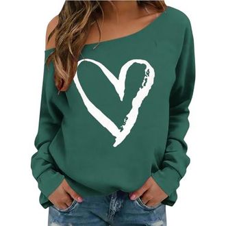 Generic 2026 Sweat Femme Saint-Valentin Manches Longues Pull-Over Col Rond Couleur Unie Haut Top Streetwear Oversize Vetement pour Printemps Automne Hiver Jac