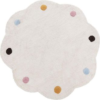 Beliani Beliani - Teppich Beige u. Mehrfarbig Baumwolle &oslash; 120 cm Keksform Gepunktet Kurzhaar Kurzflor Modernes Design Kinderteppich f&uuml;r Fu&szlig;bodenheizung