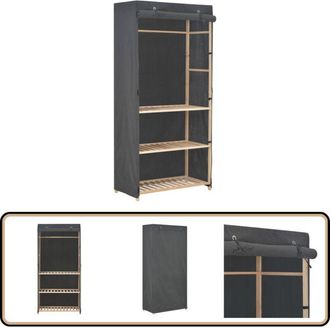 vidaXL 3-stufiger Kleiderschrank Grau 79 x 40 x 170 cm Stoff - Kleiderschrank - Garderobe - Textilschrank - Grau - Stoff