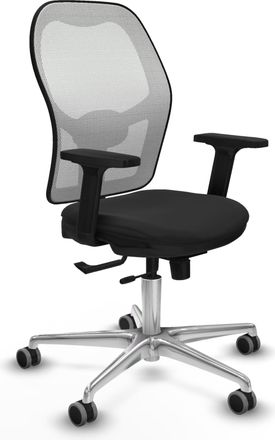 Piqueras y Crespo B&uuml;rostuhl mit 2D-Armlehnen, h&ouml;henverstellbare Lendenwirbelst&uuml;tze, ausgestattet mit Syncro/Traslack und Schaumstoff, Rollen 65 mm, Parkett, Wei&szlig;/Schwar