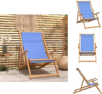 vidaXL Vidaxl - Strandstuhl Klappbar Massivholz Teak Blau - Klappbarer Strandstuhl - Gartenstuhl - Teakholzm&ouml;bel - Outdoor M&ouml;bel - Liegestuhl