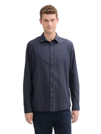 Tom Tailor Herren Fitted Hemd aus Baumwolle, 36691 - Blue Structure, XXL
