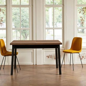 Pier Import Table extensible effet noyer, pieds noirs 120-153 cm ARDEN