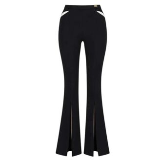 Elisabetta Franchi Femme, Pantalons, Noir, Taille: 38 FR Pantalon avec D&eacute;coupes et Fentes