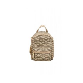 Emporio Armani Mini-Rucksack mit Schulterriemen mit Allover-Monogramm-Print - - Bags - Herren - Beige - ONE SIZE