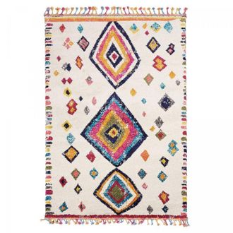 Un amour de tapis Tapis berb&egrave;re motif ethnic 80x200 ivoire LYN5 OURIKA