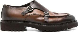 Doucal's Homme, Chaussures, Brun, Taille: 41 1/2 EU Chaussures Plates en Cuir Marron avec Boucle