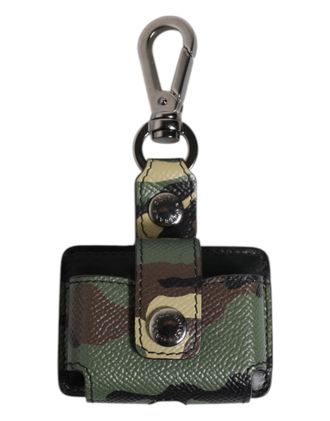 Dolce & Gabbana Mens Multicolor Camouflage Leather Airpods Case Accessory