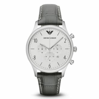 Emporio Armani Edelstahl Quarz Uhr - - Accessories - Herren - Grau - ONE SIZE