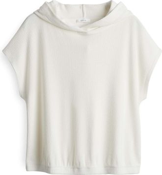 OPUS Damen Kurzarmshirt | SAHUDI Regular Kapuzenshirt mit Rippstruktur Milk, 42