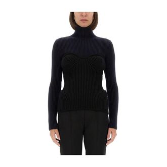Jean Paul Gaultier Gerippter Rollkragenpullover - - Knitwear - Damen - Blau - S