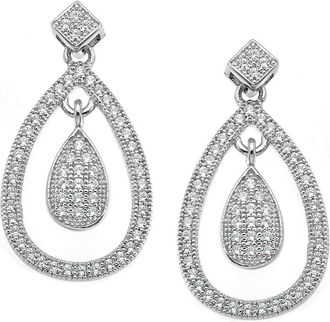 Orphelia Damen-Ohrhänger 925 Silber rhodiniert Zirkonia weiß Rundschliff 2.5 cm - ZO-7253