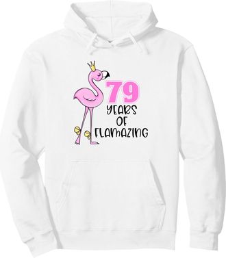 BDAZ 79 Years of Flamazing Flamingo Design Beach 79th Birthday Pullover Hoodie