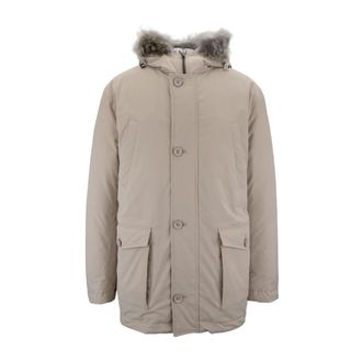 Herno Pelzbesetzte Daunenjacke mit Kapuze - - Jackets - Herren - Beige - M