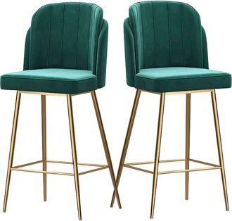 Generic Barhocker-Set (2er-Pack), Barhocker mit Fu&szlig;st&uuml;tze und doppelter R&uuml;ckenlehne, hohe Hocker f&uuml;r K&uuml;che und Esszimmer