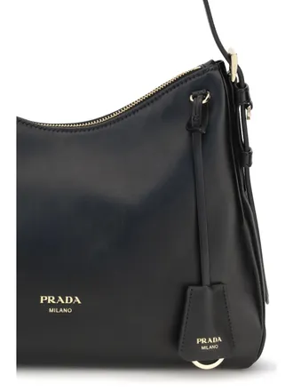 Prada Womens Shoulder Bag Leather Black Calf