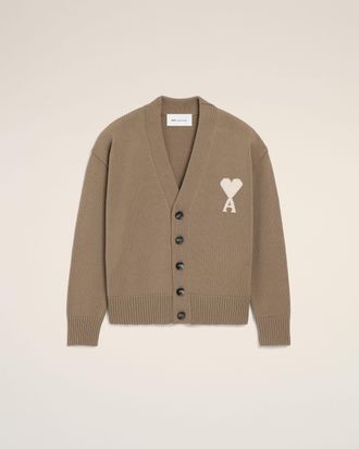 Ami Cardigan Beige Ami De Coeur en Laine Beige Taupe & ecru - XXXL - Unisex