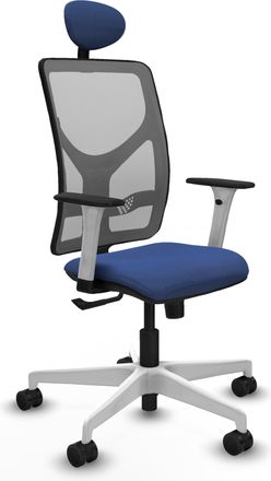 Piqueras y Crespo Schreibtischstuhl in Marineblau, mit wei&szlig;en und schwarzen Armlehnen, h&ouml;henverstellbare Lendenwirbelst&uuml;tze und festes Kopfteil, ausgestattet mit 3 Posi