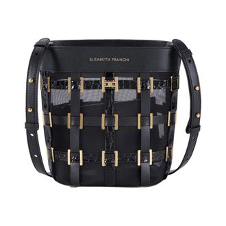 Elisabetta Franchi Femme, Sacs, Noir, Taille: ONE Size Sac seau en maille avec anneaux d&eacute;coratifs