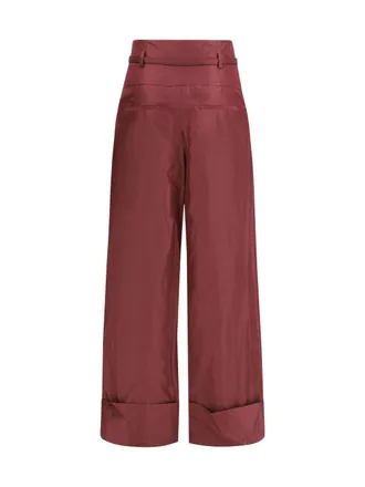 Fendi Womens Taffeta Silk Trousers Plum