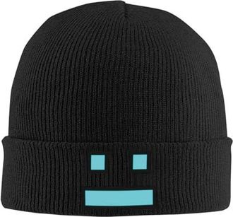 Generic Chapeau dHomme, carr&eacute;s Bleus en Forme g&eacute;om&eacute;trique de Blocs, Chapeau tricot&eacute; Unisex Femmes, Bonnet de Pull-Over, Cadeau Chaud Hiver Chaud de No&euml;l