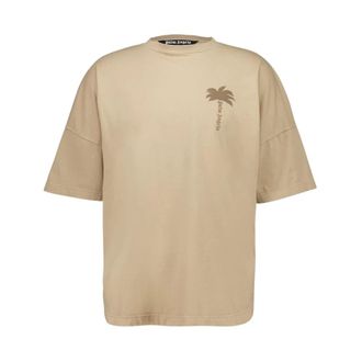 Palm Angels Beige Oversized Palm T-Shirt - - Tops - Herren - Beige - XS