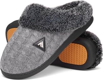 Mishansha Chaussons Femme Hiver Pantoufles Homme Hiver Chaud Fourrés Charentaises Confortable Memoire de Forme Slippers Cuirassé Gris, GR.36 EU