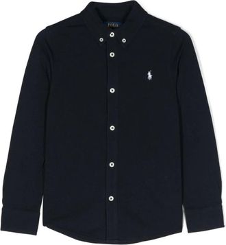 Polo Ralph Lauren Homme, Chemises, Bleu, Taille: S Camicia bottoni manica lunga e logo