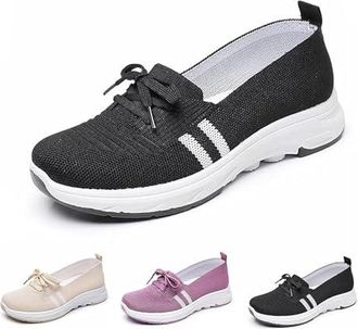 Generic Baskets à enfiler en tricot respirant pour femme, semelle souple et légère, chaussures de course décontractées, chaussures de marche basses respirante