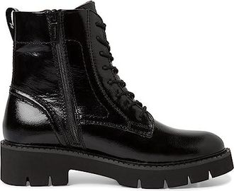 Tamaris Comfort bottines femme &agrave; lacets cuir plateformes confort fit, Black Patent, 36 EU
