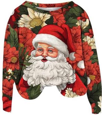 Generic 2025 Sweat de Noel Femme Pull Noel Rigolo Imprimé Hiver Pull Noël Femme Drole Pullover De Noël Femmes Moche Ugly Pulls Noels Rigolo Sweat Polaire Femm