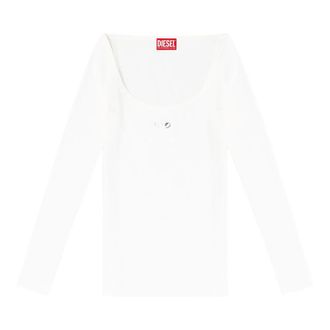 Diesel Slim Fit Wide Crew Neck Oval D Logo - - Tops - Damen - Wei&szlig; - S