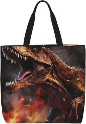 Generic Dinosaure &Agrave; La Gueule Ouverte Sac A Main Femmes Pliable Sacs De Courses L&eacute;ger Sac Cabas Pour Gym Travail Shopping