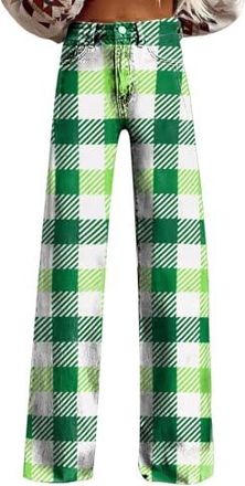 Generico Pantalon Baggy Jeans Femme grande taille Pantalon Jambe Large Travail Jeans L&eacute;ger Large Jambe Pantalon Imprim&eacute; Basic Pantalon Denim de Rue Style Hip H