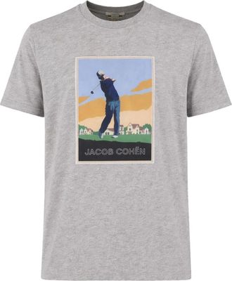 Jacob Cohen Homme, Tops, Gris, Taille: 2XL T-shirt ras du cou en jersey de coton avec imprim&eacute;