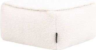 Icon Brand Pouf Repose-Pieds Carré en Velours Amara, Poufs de Salon, Naturel/Crème