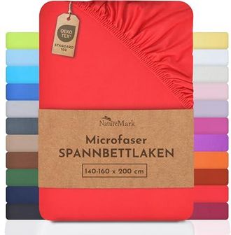 NatureMark Mikrofaser SPANNBETTLAKEN zum Sparpreis! viele Größen und Farben Markenware (140x200-160x200 cm, rot)