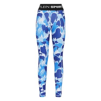 Plein Sport Femme, Pantalons, Bleu, Taille: 40 FR Sport Leggings Camouflage