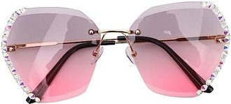 BESPORTBLE Petites lunettes de soleil tendance pour femmes surdimensionn&eacute;es Bling- Femmes avec verres teint&eacute;s Verres &agrave; liqueur Dor&eacute;, rouge, 13.8x13.8cm