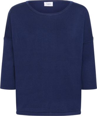 Saint Tropez Femme, Pulls, Bleu, Taille: 44 FR Tricot ras du cou