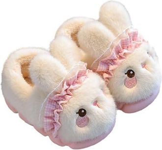 Generic Pantoufles dhiver douillettes en peluche antid&eacute;rapantes, douces, l&eacute;g&egrave;res, en coton, pour adultes, beige, 35 EU