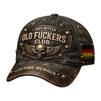 Generic Old Fuckers Club Casquette de baseball vintage, chapeau r&eacute;glable vieilli 100 % Bitter Lifetime Member brod&eacute;, unisexe, chapeau r&eacute;tro cadeau pour homme 