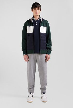 Eden Park Sweatshirt &Agrave; Capuche En Coton M&eacute;lang&eacute; Vert Coupe Regular Parmenture Matelass&eacute;e