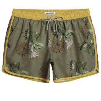Maamgic Herren Badeshorts Vintage Retro Boardshorts Schnelltrocknend Kurz Badehose Schwimmhose mit Mesh-Futter und Verstellbarem Tunnelzug,New Gelb Gr&uuml;n 4.5,S