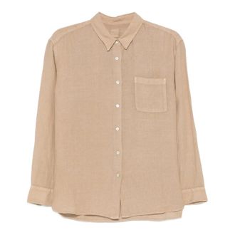 120% Lino Femme, Blouses et Chemises, Brun, Taille: 36 FR Chemise en lin