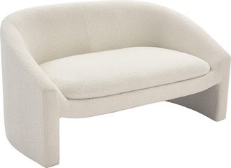 Vente-Unique Sofa 2-Sitzer - Boucl&eacute;-Stoff - Wei&szlig; - OSSANA
