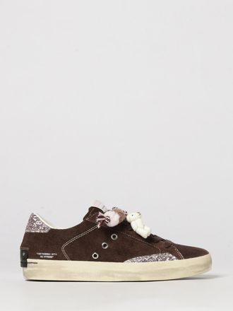 Crime London Distressed Bicolor Low-Top-Sneaker aus Leder mit Glitzer und Charm